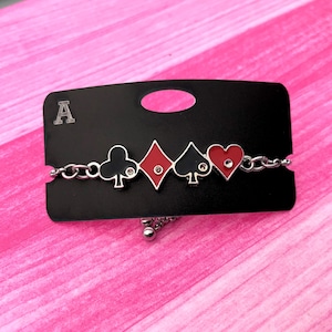 Card Suits Adjustable Bracelet Spades Hearts Diamond Clubs- Gift Idea ...
