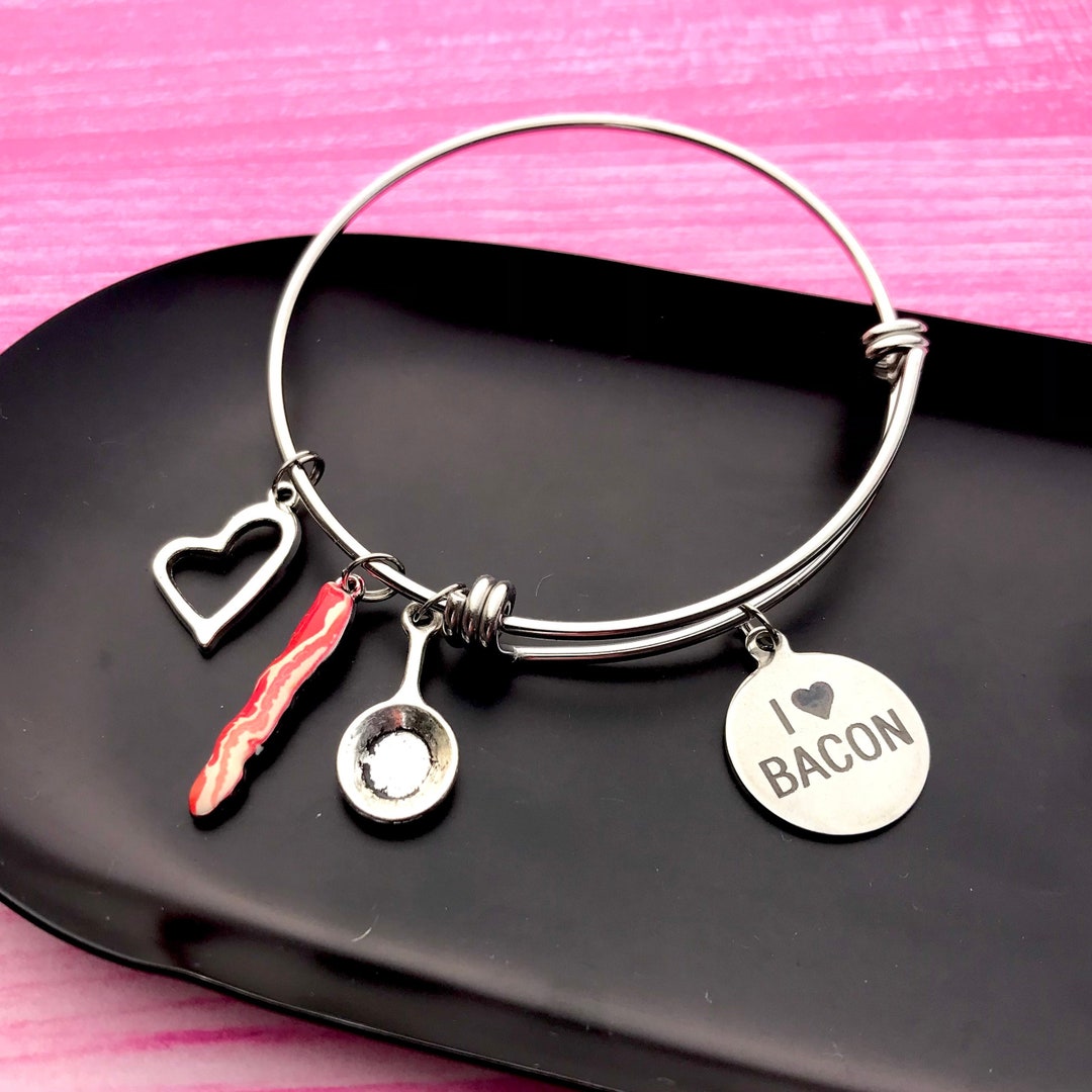I Love Bacon Charm Bracelet Gift for Bacon Lover Foodie - Etsy