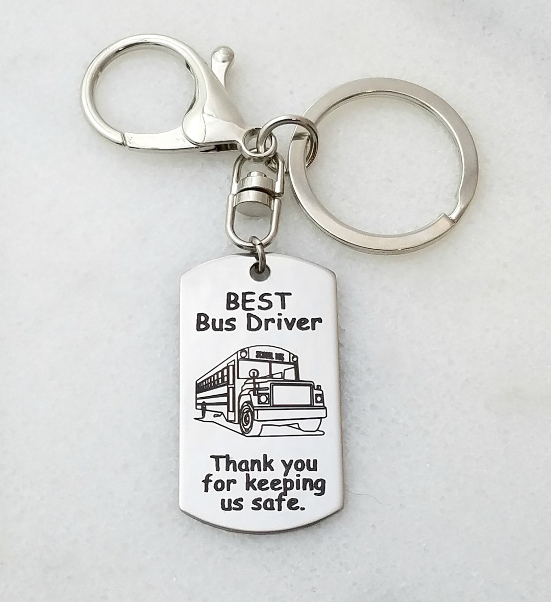 Bus Driver Keychain Engraved Stainless Steel Thank You for - Etsy