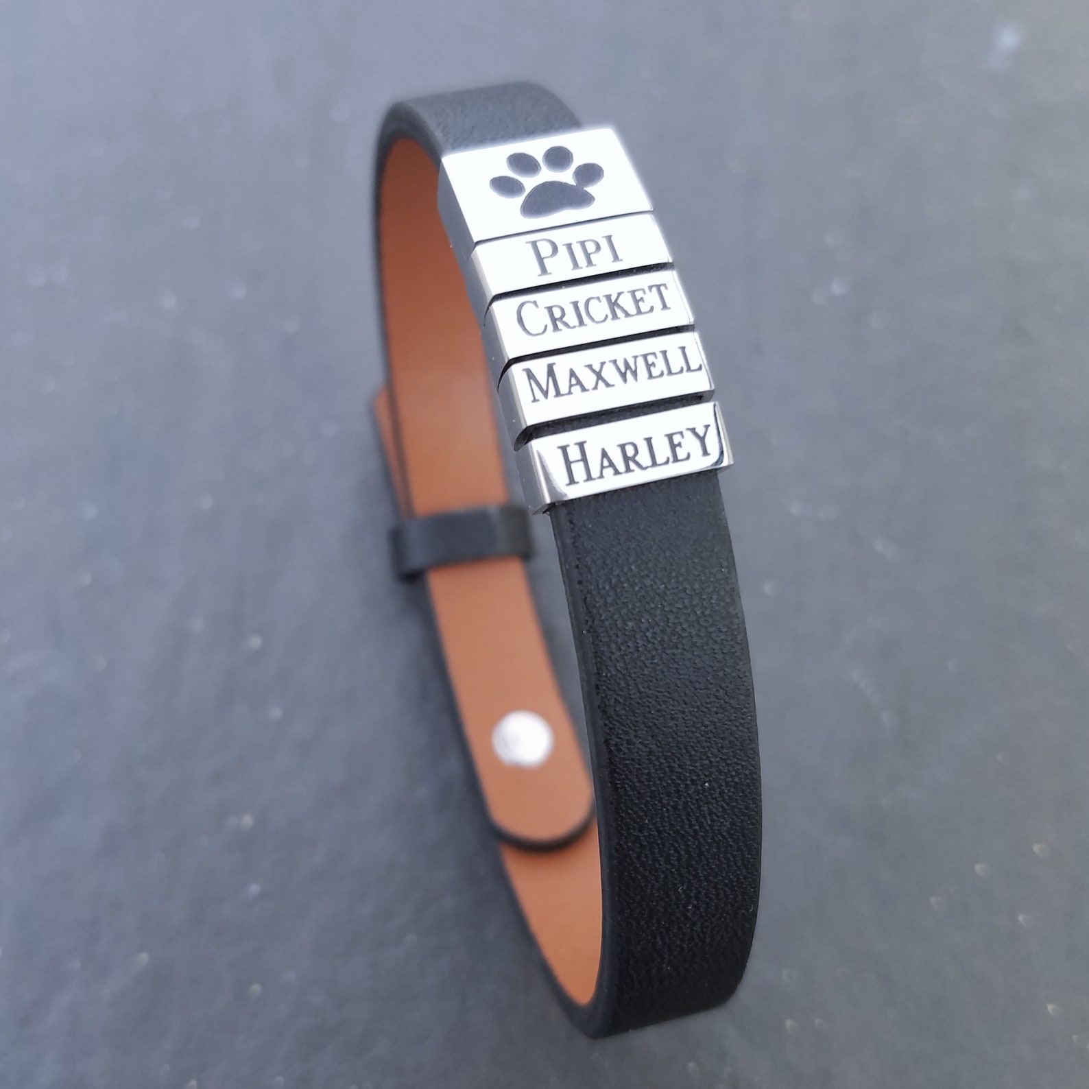 Mens Charm Bracelet Personalized With Names Engraved Bead | Etsy