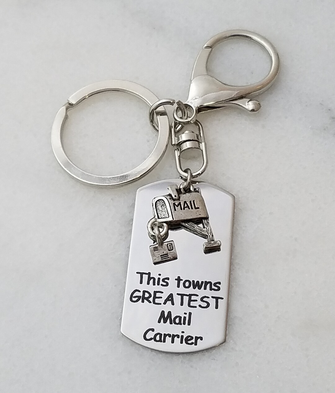 Mail Carrier Keychain Engraved Stainless Steel, Gift for Mailman Him or ...