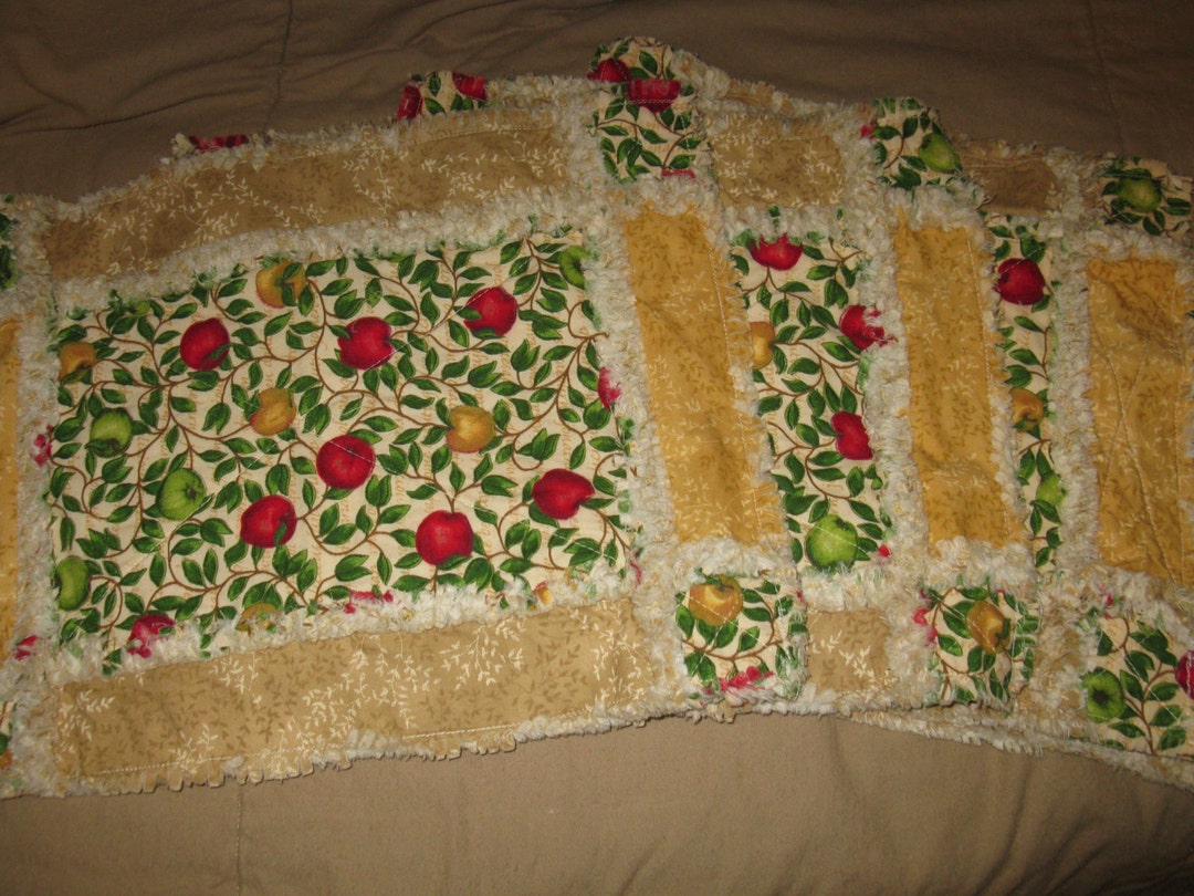 Set of 4 Rag Quilted Apple Placemats - Etsy
