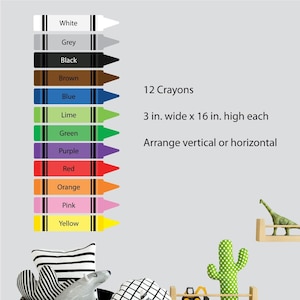 Crayon Wall Decals, Peel and Stick Decal, Reusable Wall Decal, Set of ...