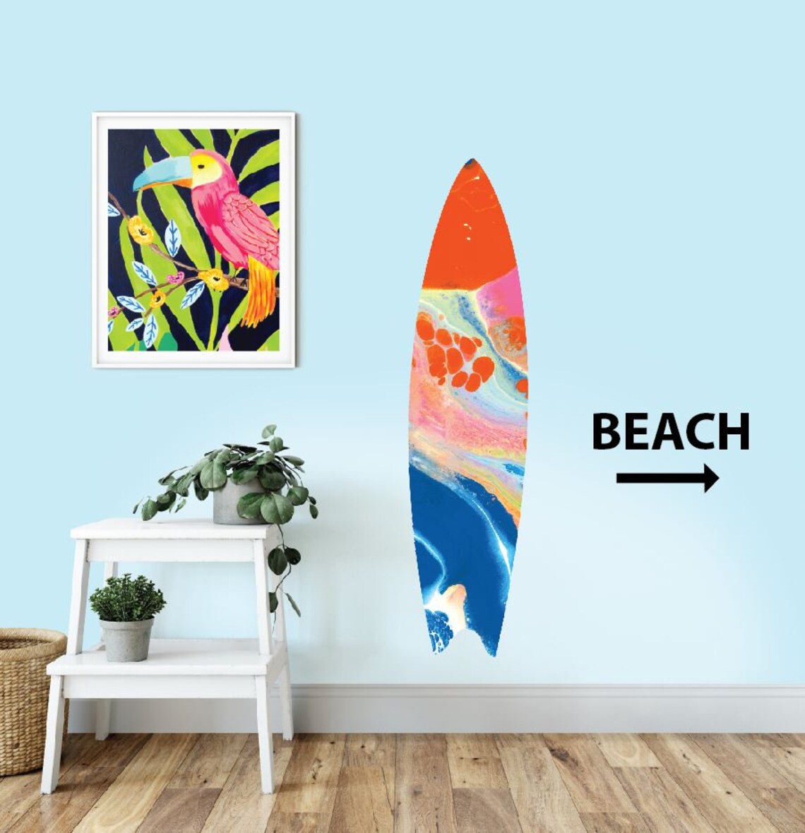 Surfboard Wall Decal, Surfboard Decor, Repositionable Surfboard Sticker ...
