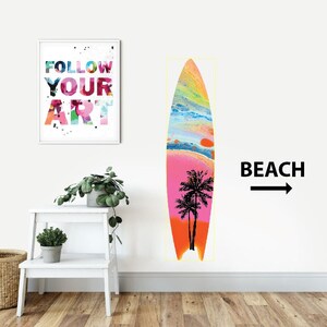 Peel and Stick Surfboard Wall Decal, Repositionable and Reusable ...