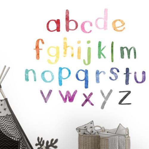 Watercolor Alphabet Set Peel and Stick Decal Reusable Wall - Etsy