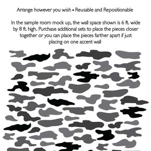 Camo Wall Decal Stickers, Camo Room Decor, Reusable, Repositionable ...