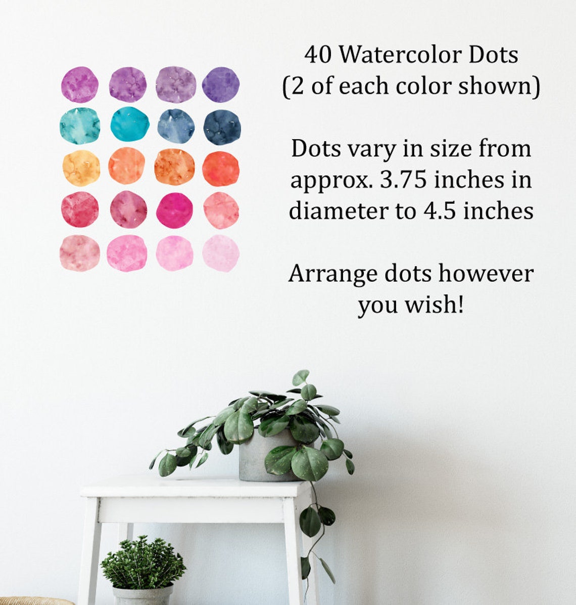 Watercolor Dots Peel and Stick Decal Fabric Wall Decal | Etsy