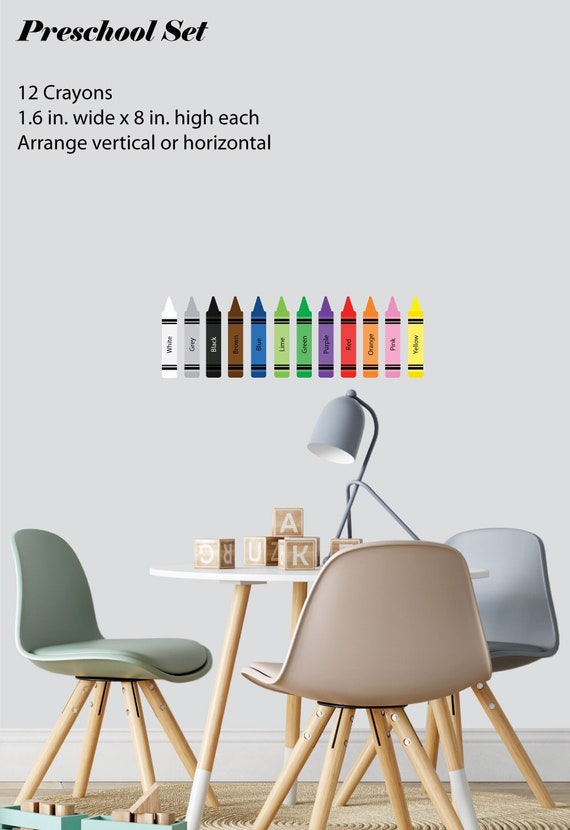 Crayon Wall Decals Peel and Stick Reusable Wall Decal Set - Etsy