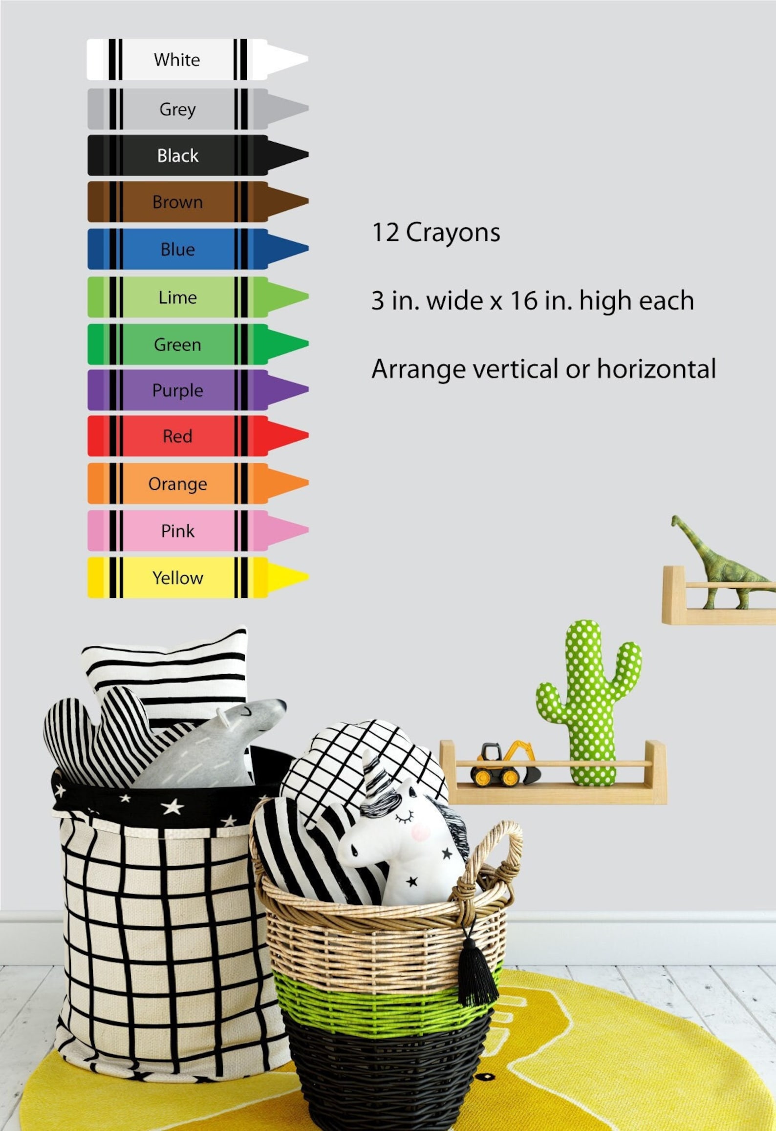 Crayon Wall Decals Peel and Stick Decal Reusable Wall Decal - Etsy