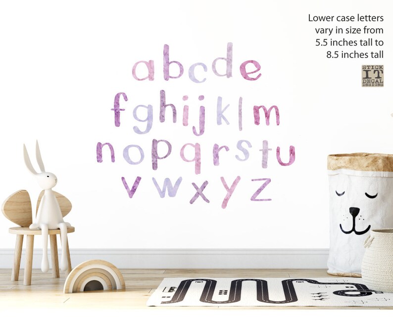 Watercolor Alphabet Set Peel and Stick Reusable Wall Decal - Etsy