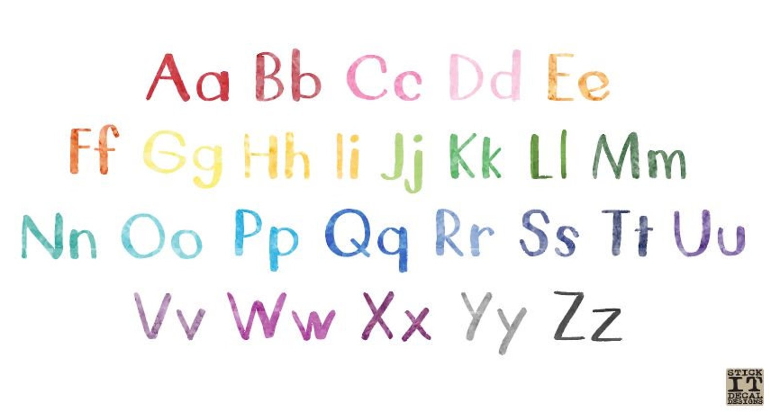 Watercolor Alphabet Set Peel and Stick Decal Fabric Wall | Etsy