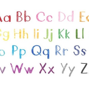 Watercolor Alphabet Set, Peel and Stick Decal, Reusable Wall Decal ...