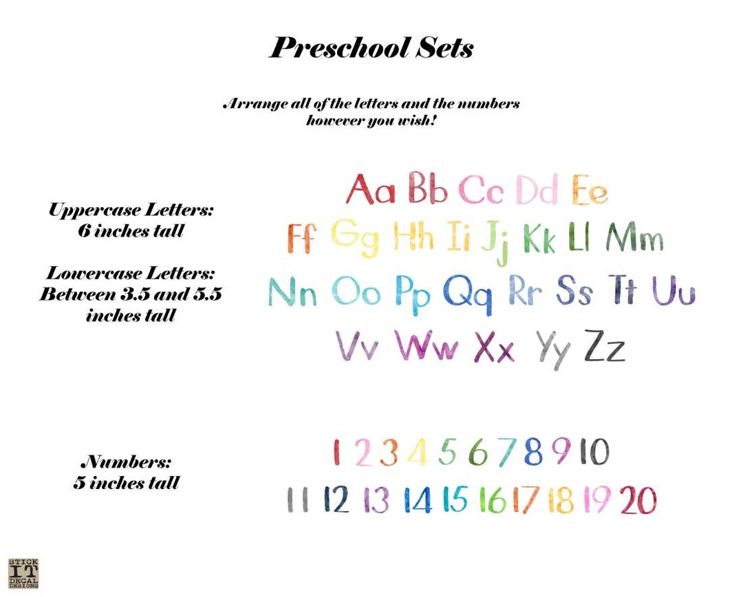 Preschool Letters and Numbers Watercolor Set, Peel and Stick Decal ...