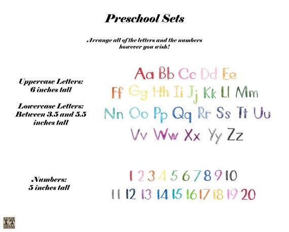 Preschool Letters and Numbers Watercolor Set Peel and Stick - Etsy