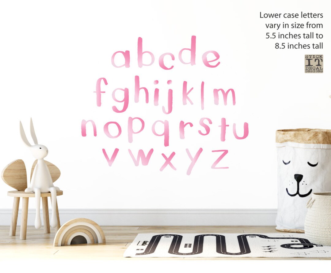 Pink Ombre Alphabet Set, Peel and Stick Decal, Reusable Wall Decal ...