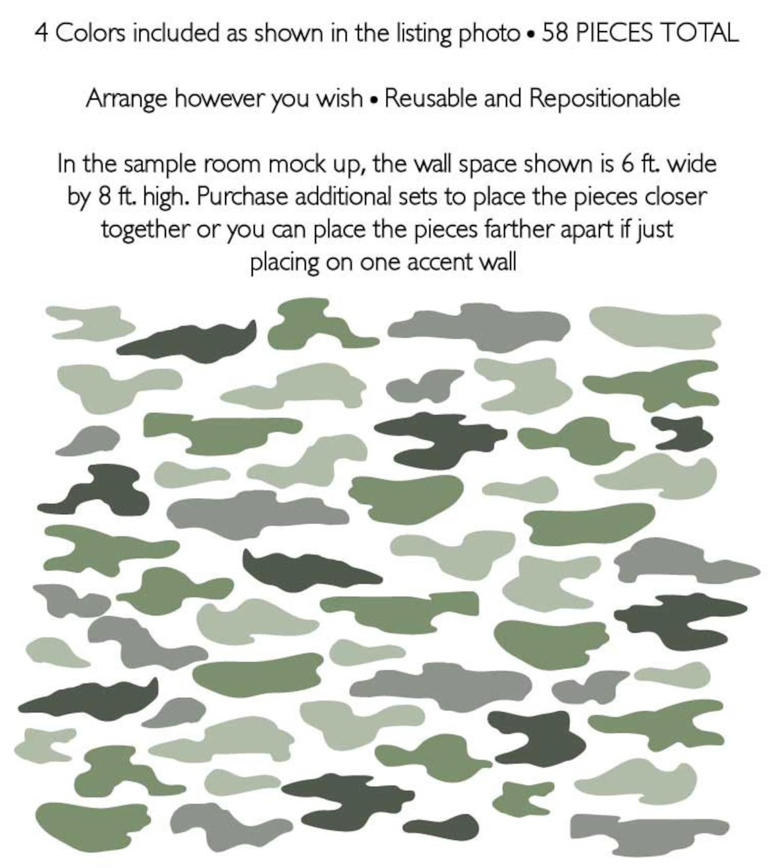 Camo Wall Decal Stickers Camo Room Decor Kids Room Decor - Etsy