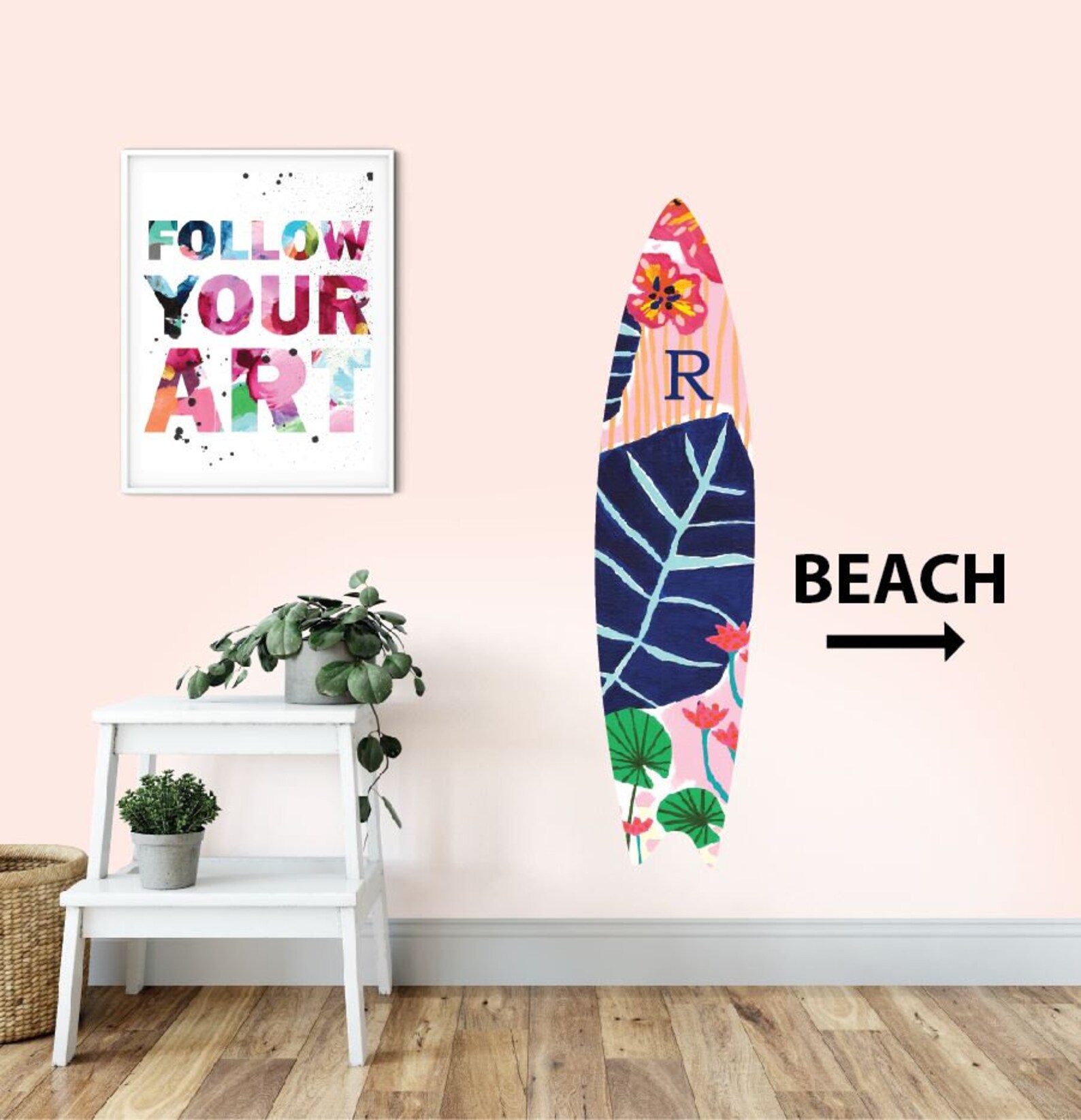 Personalized Surfboard Wall Decal Surfboard Decor Surfboard | Etsy