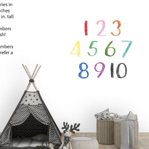 Watercolor Number Set Peel and Stick Decal Wall Decal | Etsy
