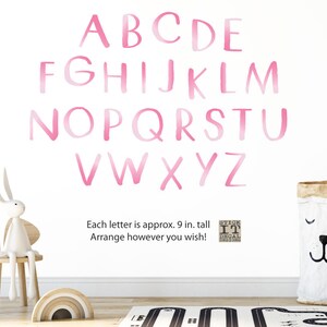 Pink Ombre Alphabet Set, Peel and Stick Decal, Reusable Wall Decal ...