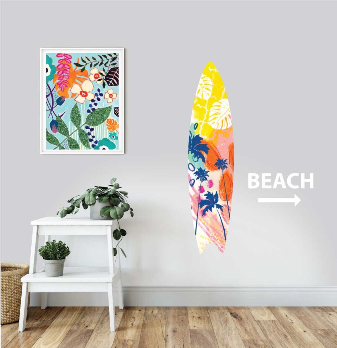 Peel and Stick Surfboard Wall Decal Repositionable Surfboard - Etsy