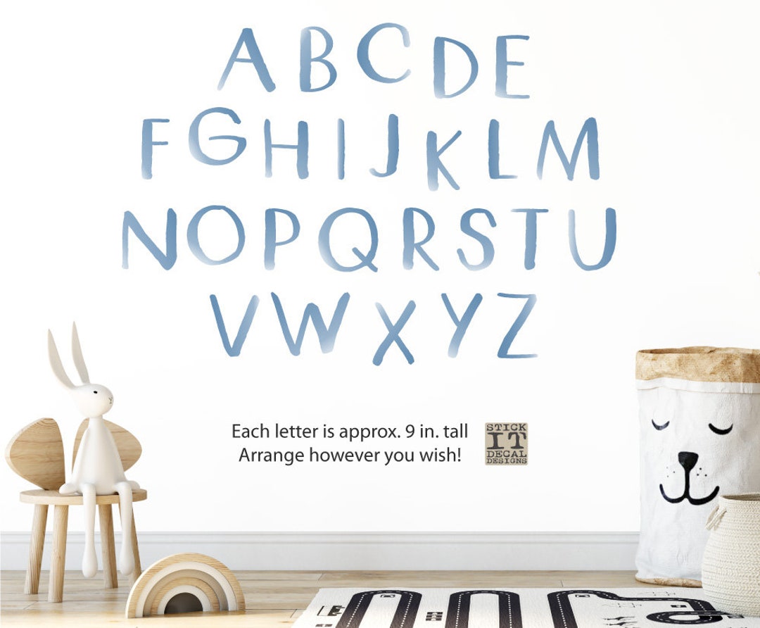 Blue Ombre Alphabet Set, Peel and Stick Decal, Reusable Wall Decal ...