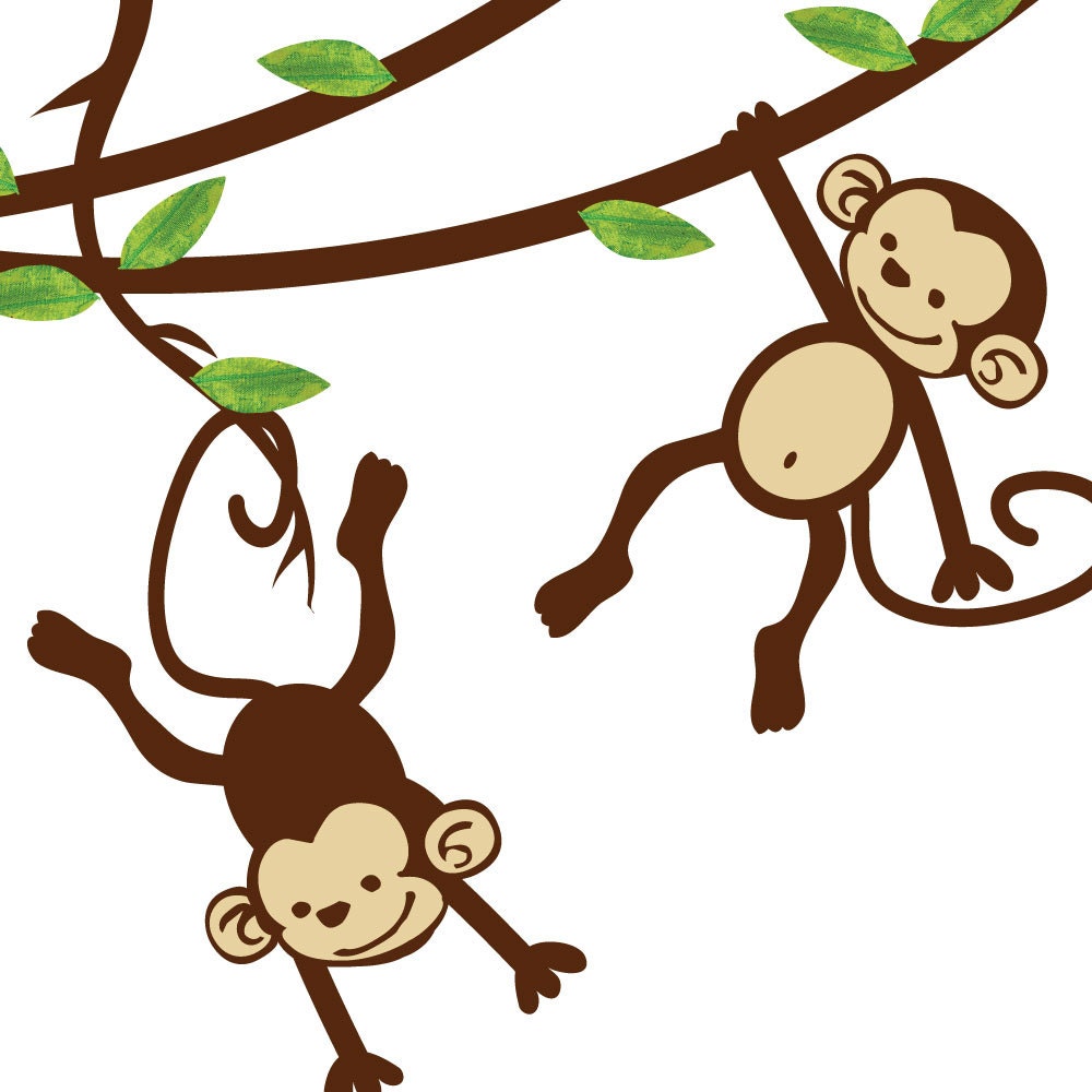 Hanging Monkey Wall Decal Boy Monkey Decor Monkey Decal - Etsy
