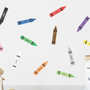 Crayon Wall Decals, Peel and Stick Decal, Reusable Wall Decal, Set of ...