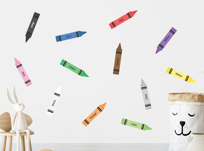 Crayon Wall Decals Peel and Stick Decal Reusable Wall Decal - Etsy