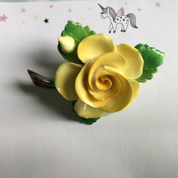 Yellow Rose Pin - Etsy