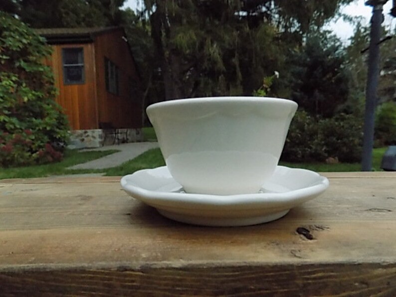4 Buffalo China Soup Custard Bowls With Saucer Dishes White 6 Oz ...
