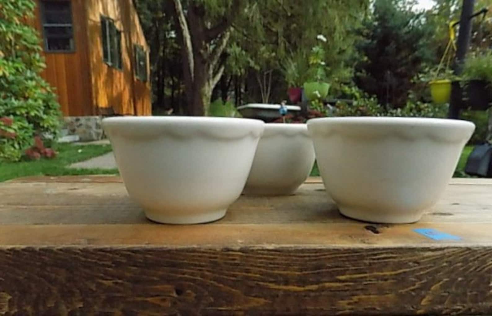 4 Buffalo China Soup Custard Bowls With Saucer Dishes White 6 Oz ...