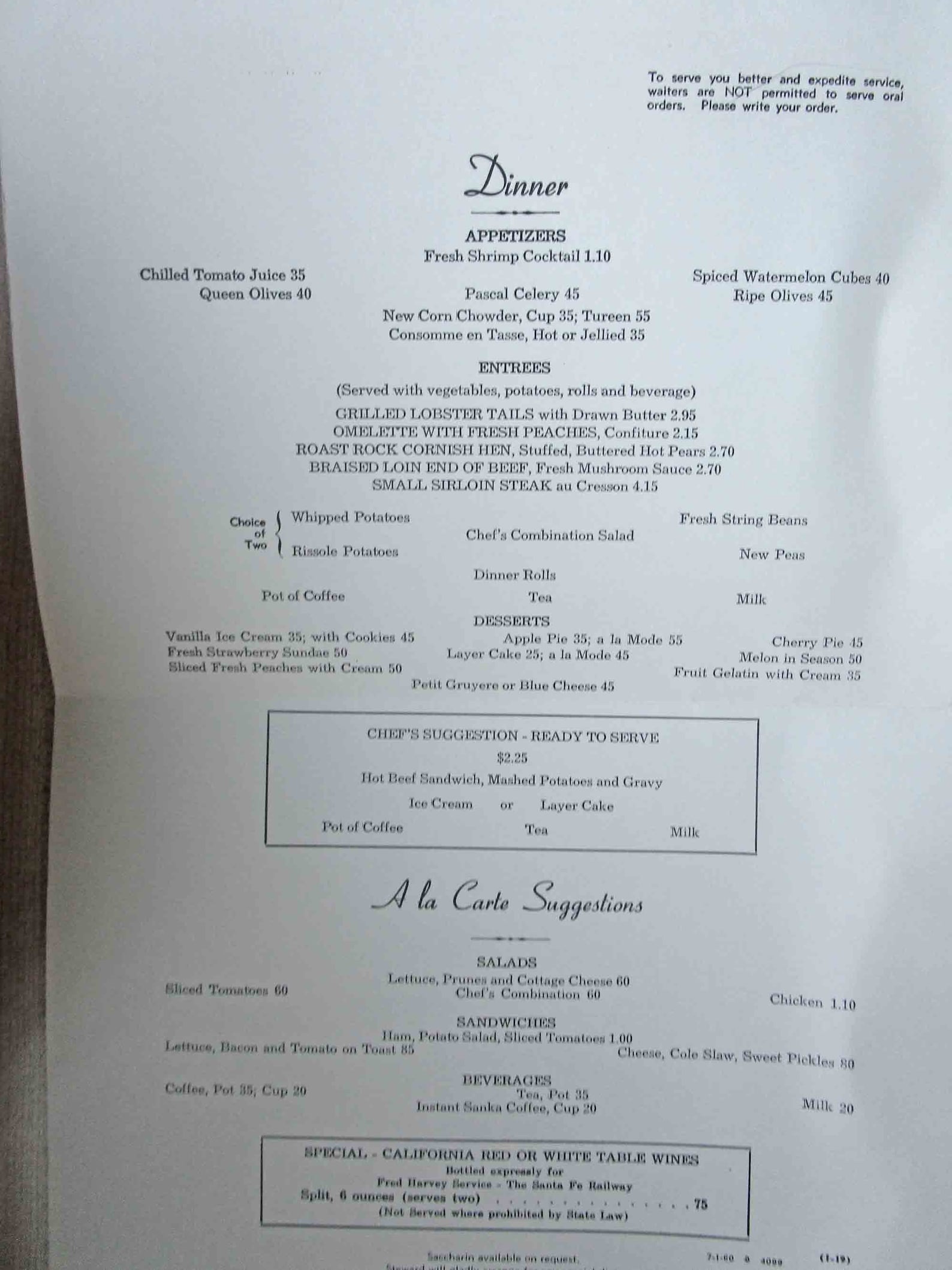 Vintage 1960's Menu Santa Fe Dining Car Navajo Ponies | Etsy