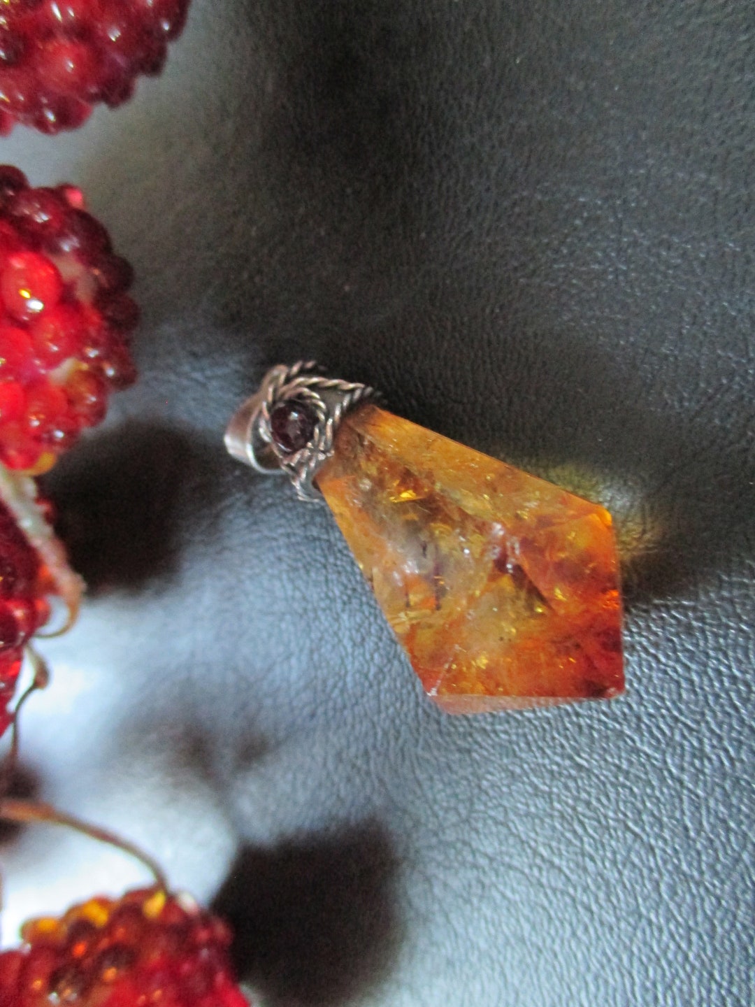 Vintage GOLDEN COLORED Stone Sterling Silver Pendant From Collection of ...