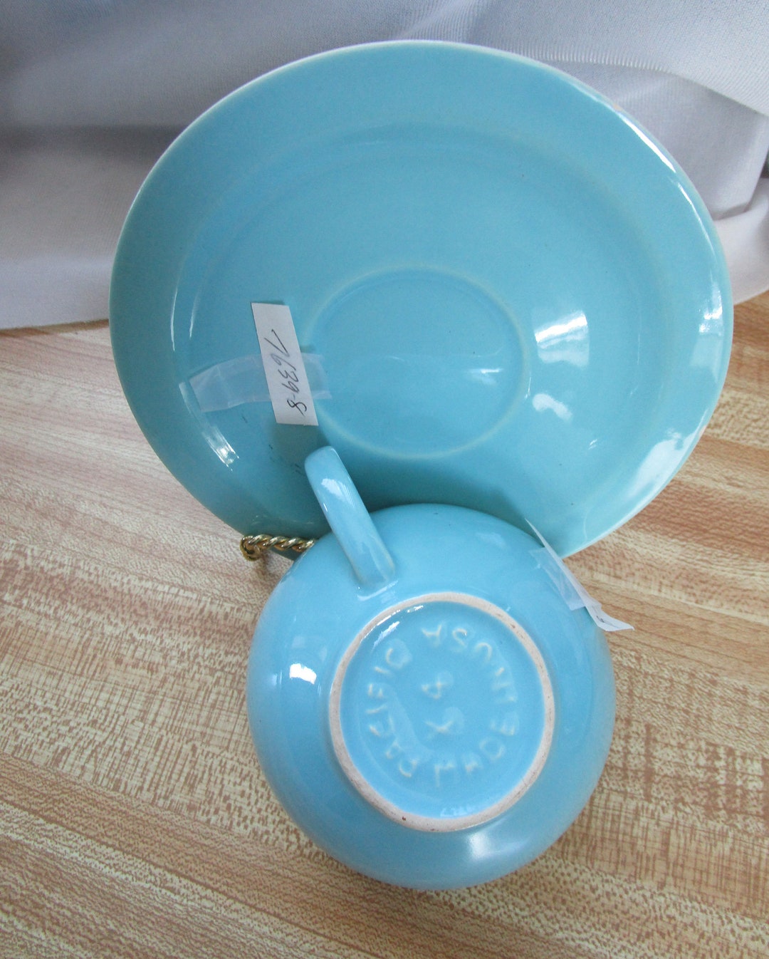 Vintage Pacific Clay Coralitos Cup and Saucer - Aqua Blue Color ...
