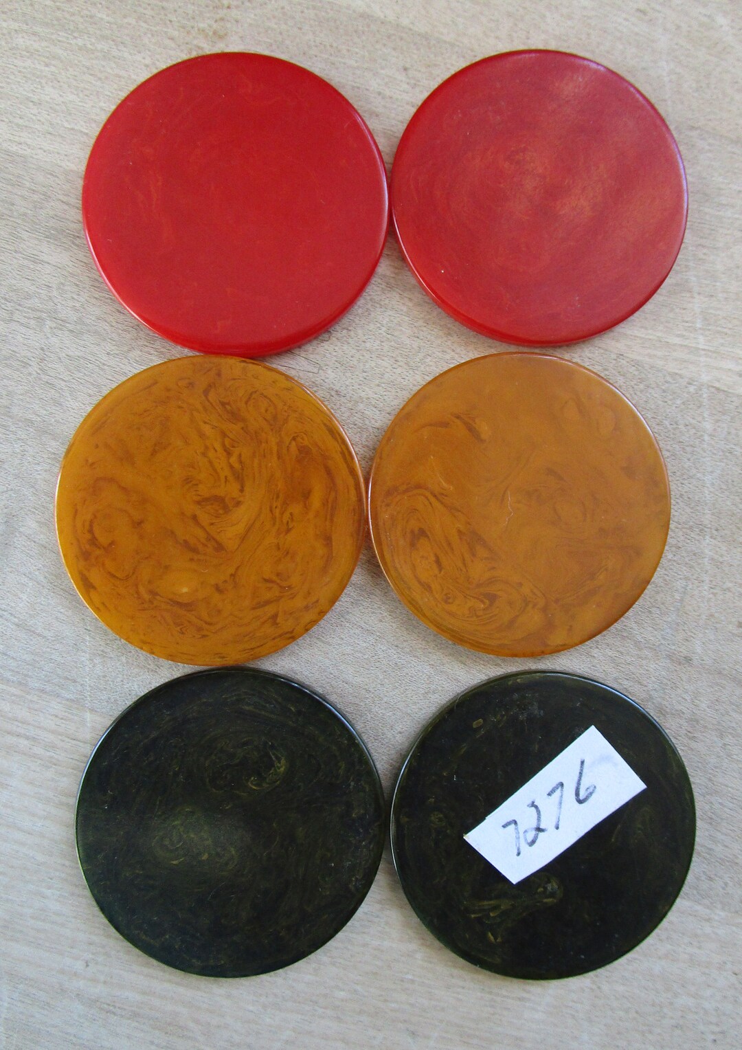 Vintage Lot of 6 Multi Mixed Marbled Bakelite Poker Chips Red, Green ...