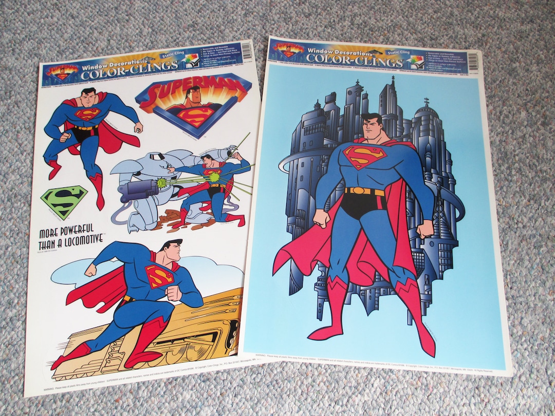 Vintage, Pair Superman, Man of Steel Window/mirror Clings for the Super ...
