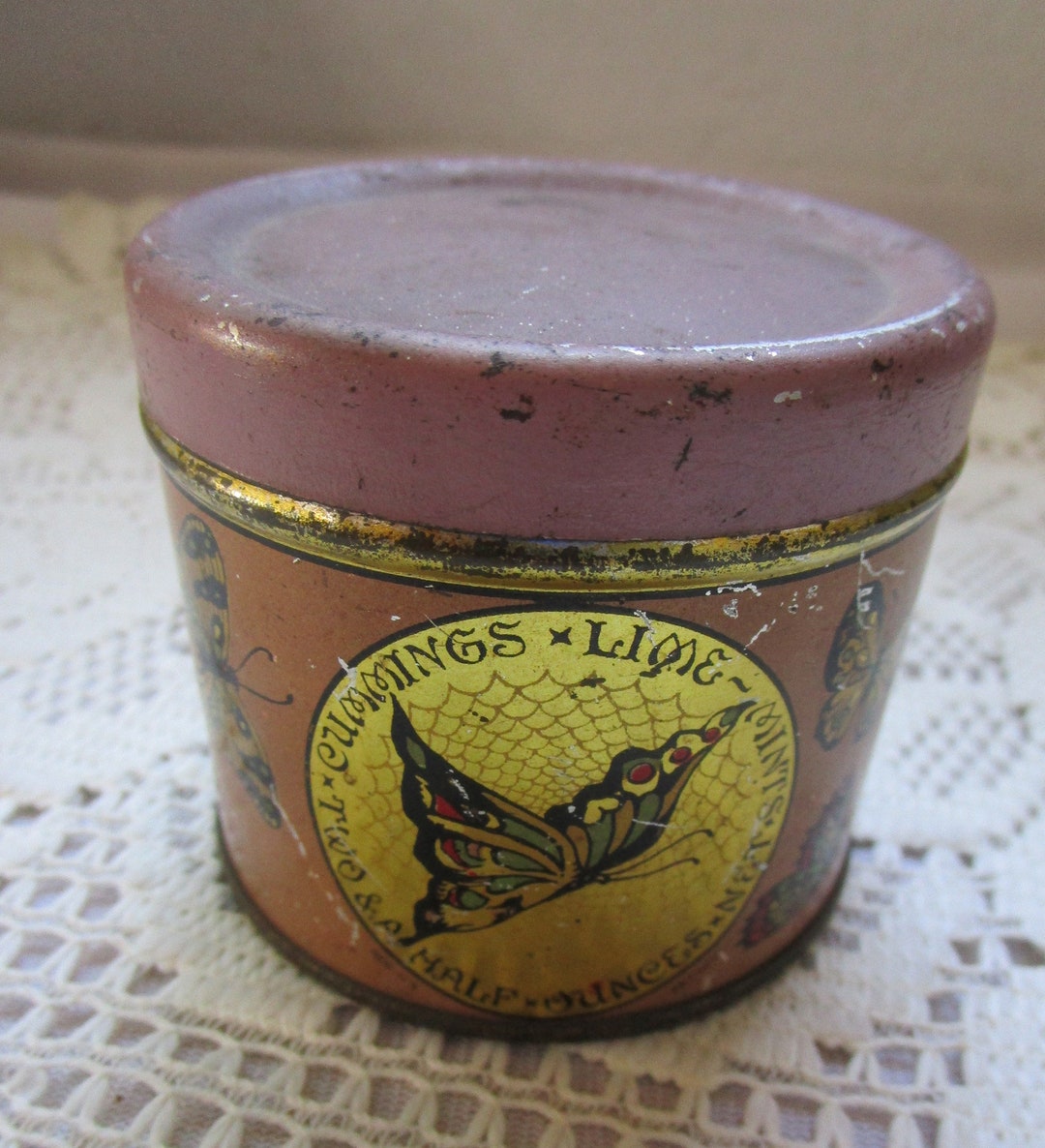 Vintage Advertising Tin of Small BUTTERFLY Decorated Cummings Corp Tin ...