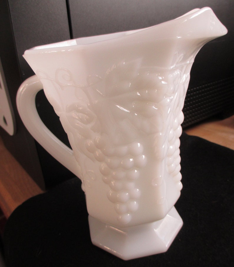 Vintage 1950's Milk Glass Tall Pitcher in the Grape | Etsy