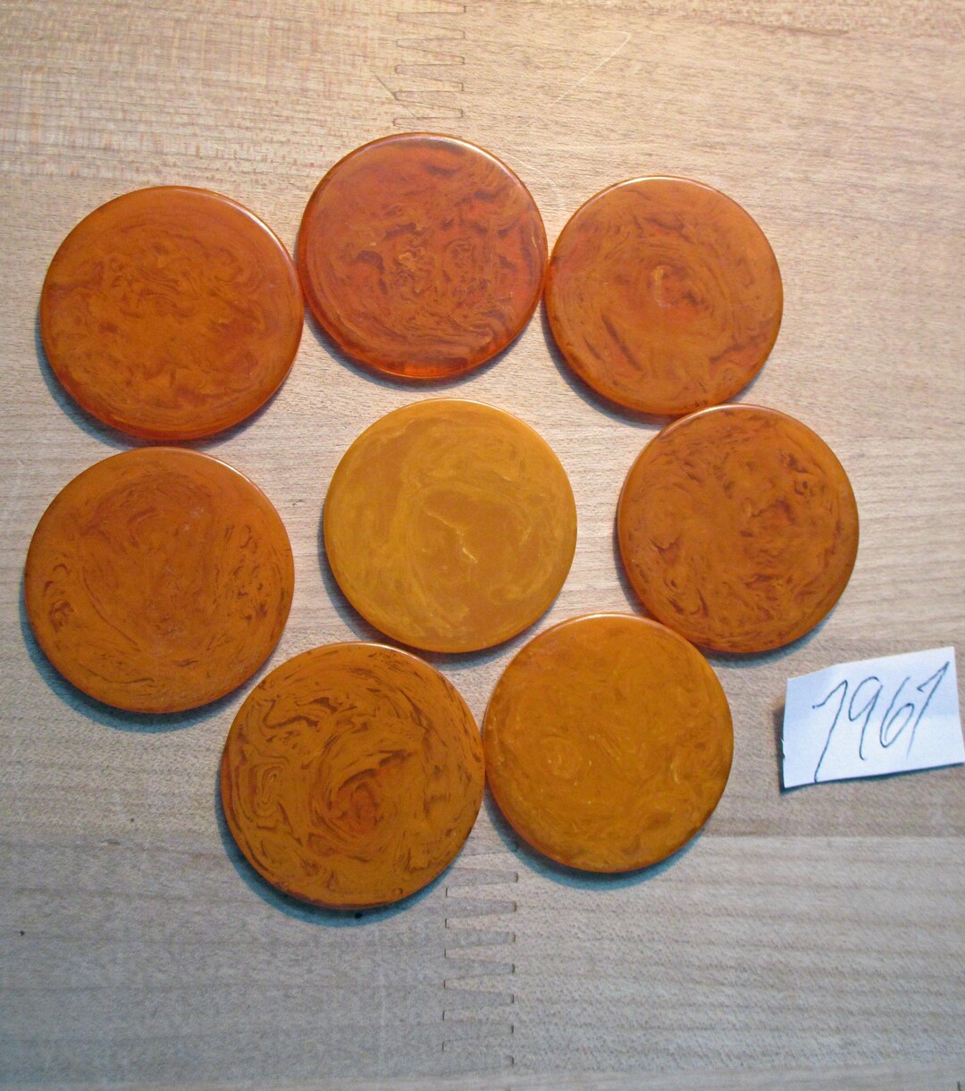 Vintage Lot of 8 Marbled Bakelite Poker Chips Butterscotch - for ...