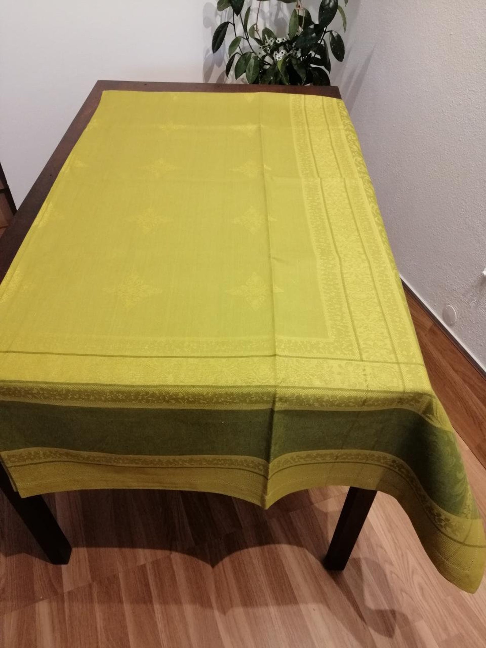 Green Large Rectangle Jacquard Tablecloth Square Festive Table | Etsy
