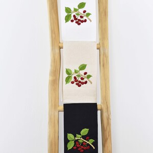 Round Hand Towels Embroidered Cherry, Kitchen Towels, Red Fruits ...