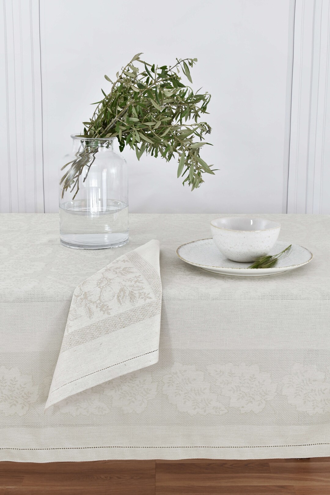 Gray Rectangle Tablecloth, Classical Grey Sand Long Jacquard ...