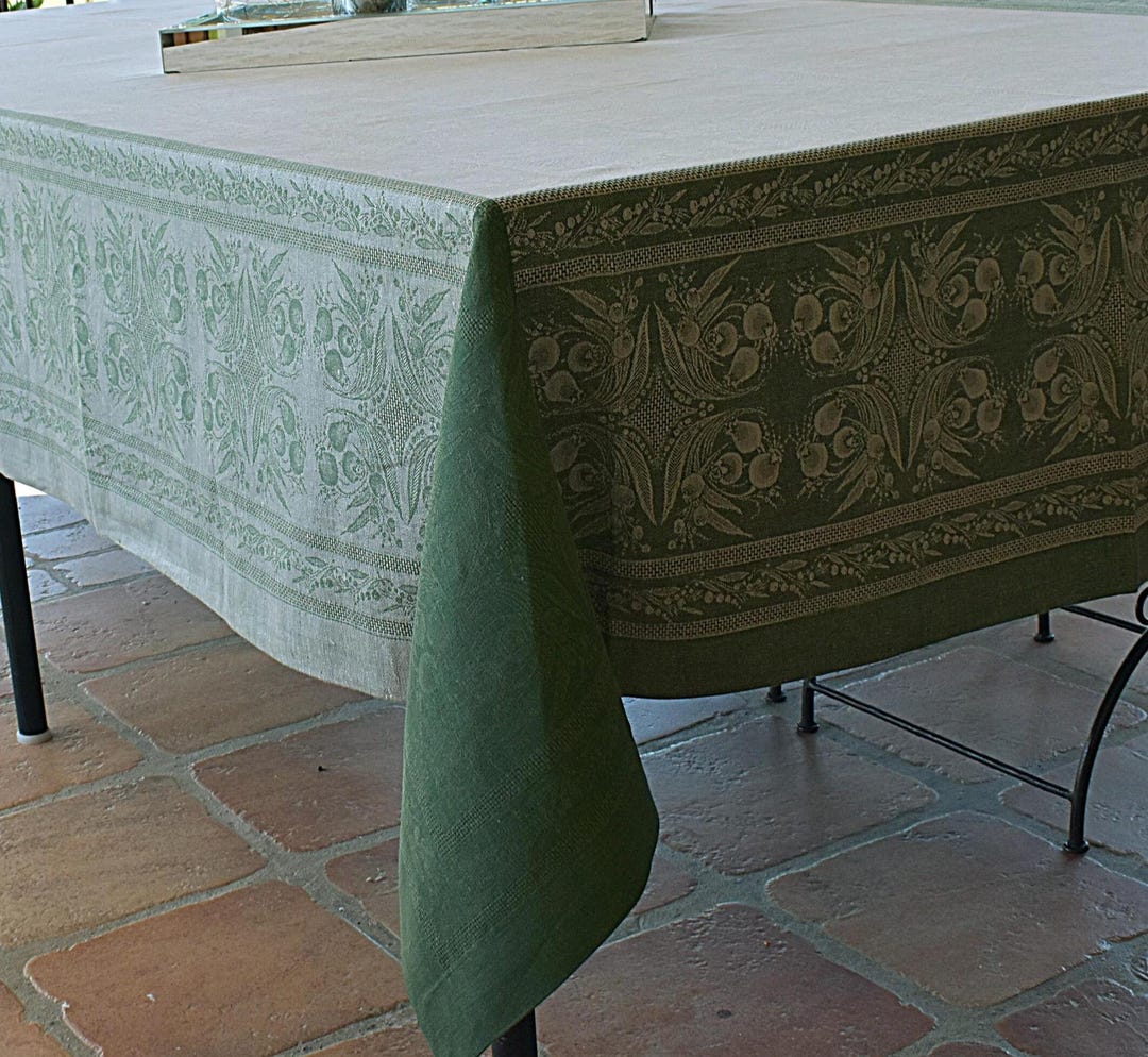 Luxury Square Tablecloth for Christmas, Pine Green Table Cover, Dinner ...