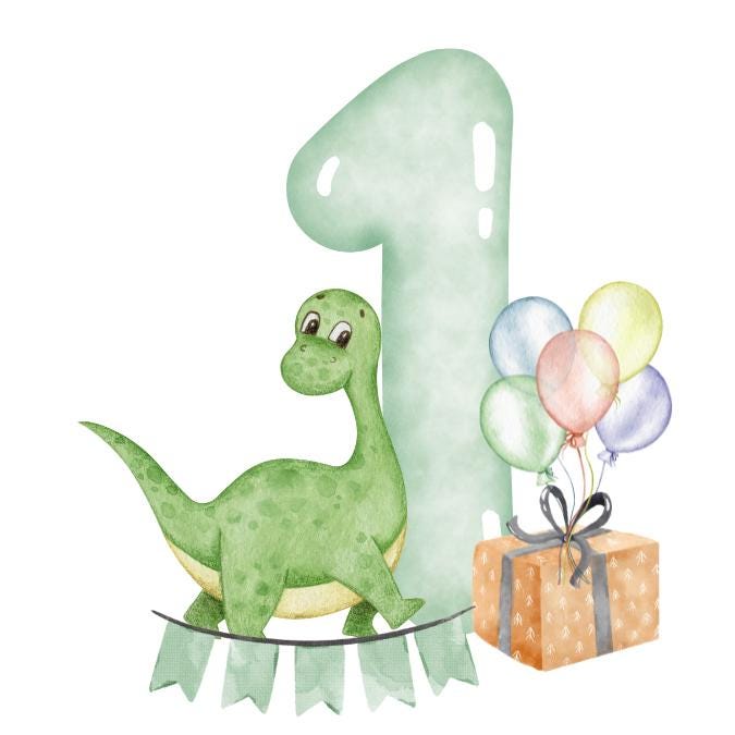 Cute 1st Birthday Watercolour Clip Art for Invites, Stickers or Thank ...