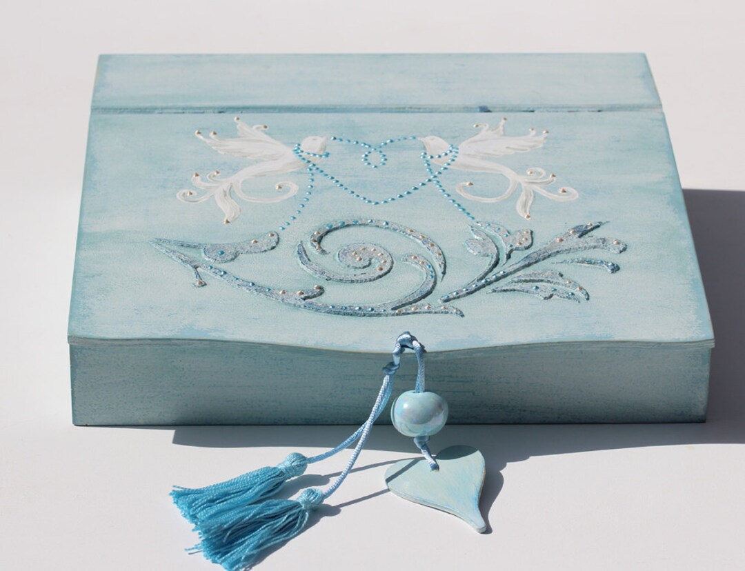 Stationary Box With White Doves in Shabby Vintage Style, Wooden ...