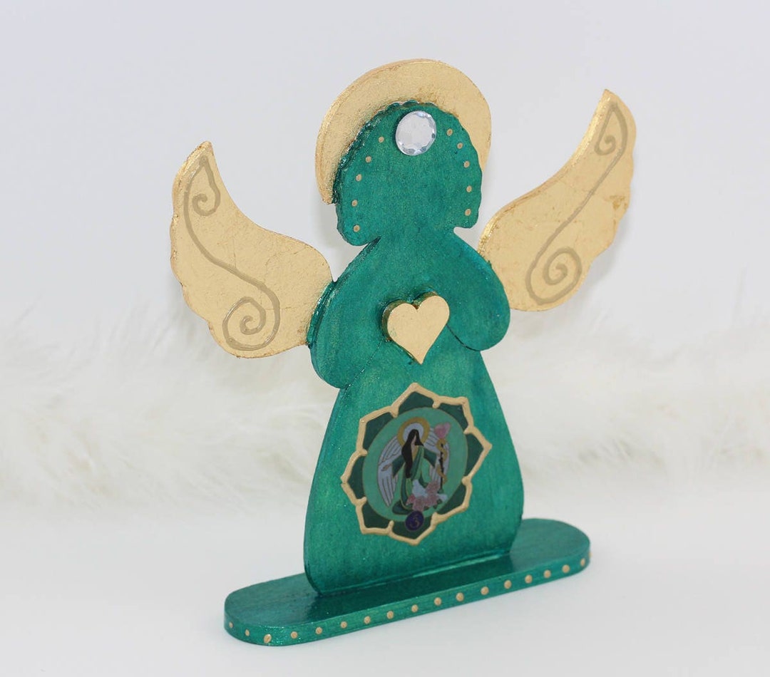 Emerald Green Angel of Healing and Love Statue, Archangel Raphael Home ...