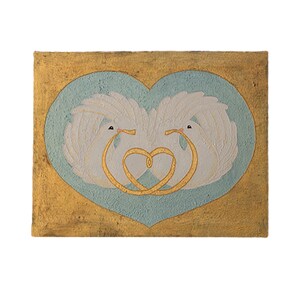 Original Painting With White Turtle Doves and Hearts Leaf Gold - Etsy