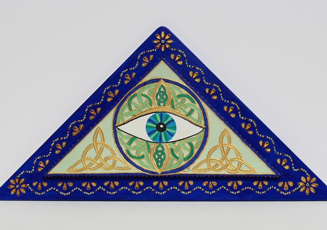 Evil Eye Art Painting With Mati Nazar in Celtic Knot Circle, Good Luck ...