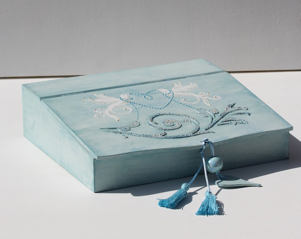 Stationary Box With White Doves in Shabby Vintage Style, Wooden ...